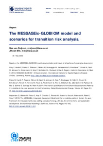 The MESSAGEix-GLOBIOM model and scenarios for transition risk analysis
